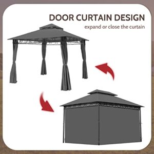 Outdoor Canopy UV Protection Gazebo Canopy Tent with 4 Sidewall for Patio Outdoor (10'x10', Grey)