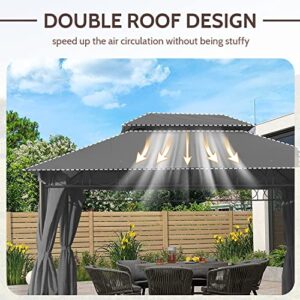 Outdoor Canopy UV Protection Gazebo Canopy Tent with 4 Sidewall for Patio Outdoor (10'x10', Grey)