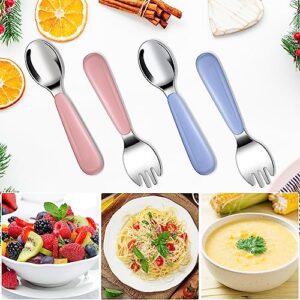 Therwen 30 Pieces Toddler Utensils Kids Silverware Set Toddler Forks and Spoons Stainless Steel Children Flatware Designed for Self Feeding Set