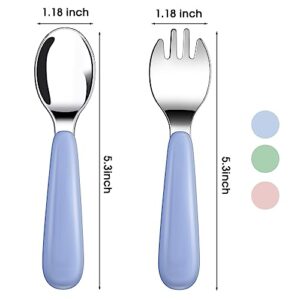 Therwen 30 Pieces Toddler Utensils Kids Silverware Set Toddler Forks and Spoons Stainless Steel Children Flatware Designed for Self Feeding Set