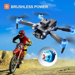 2023 Brushless Drones with Dual 4K HD Camera,2.4G WiFi FPV Video Foldable Drone RC Quadcopter for Adults/Beginners/Kids,One Key Take Off/Land,Waypoints Functions,3 Batterie 45Mins Flight Time (SIS)