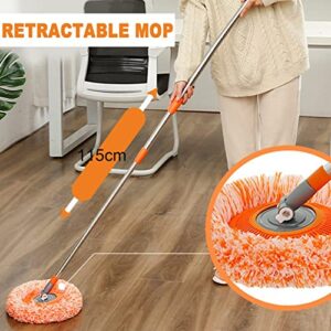 Mops for Floor Cleaning, 360° Rotatable Floor Mop with 3 Coral velvet Mop Head Extendable Long Handle Retractable Glass Wiper Window Cleaner Brush Car Cleaning Tools