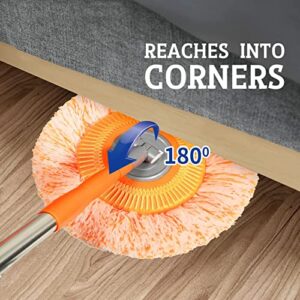 Mops for Floor Cleaning, 360° Rotatable Floor Mop with 3 Coral velvet Mop Head Extendable Long Handle Retractable Glass Wiper Window Cleaner Brush Car Cleaning Tools