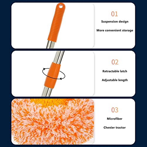 Mops for Floor Cleaning, 360° Rotatable Floor Mop with 3 Coral velvet Mop Head Extendable Long Handle Retractable Glass Wiper Window Cleaner Brush Car Cleaning Tools