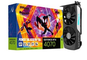 zotac gaming geforce rtx 4070 twin edge oc spider-man: across the spider-verse inspired graphics card bundle, zt-d40700h-10smp