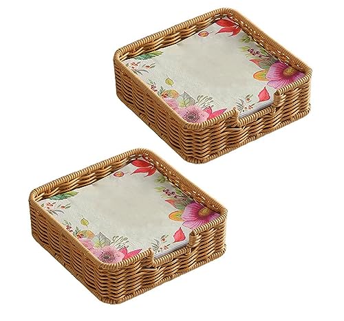 123Arts 2pcs Square Napkin Holders, Plastic Table Paper Towel Holders for Restaurant Home Decor,7.4 Inches