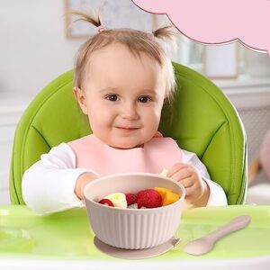 Jinei 6 Pack Baby Silicone Suction Bowls with Spoon Baby Led Weaning Food Bowl Toddler Food Storage Bowl Dishwasher Microwave Safe Feeding Set