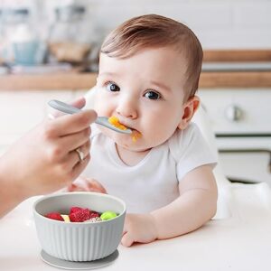 Jinei 6 Pack Baby Silicone Suction Bowls with Spoon Baby Led Weaning Food Bowl Toddler Food Storage Bowl Dishwasher Microwave Safe Feeding Set