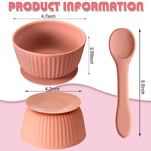 Jinei 6 Pack Baby Silicone Suction Bowls with Spoon Baby Led Weaning Food Bowl Toddler Food Storage Bowl Dishwasher Microwave Safe Feeding Set