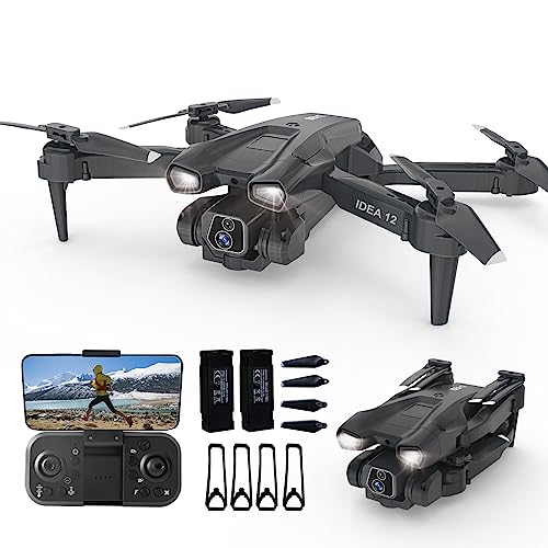 Drone with Camera HD 2 Cameras Mini Drones for Adults 135° Electrically Adjustable RC FPV WIFI Foldable Quadcopter Toy Aircraft Gifts 360° Flips Gravity Control Altitude Hold for Beginners 2 Batteries