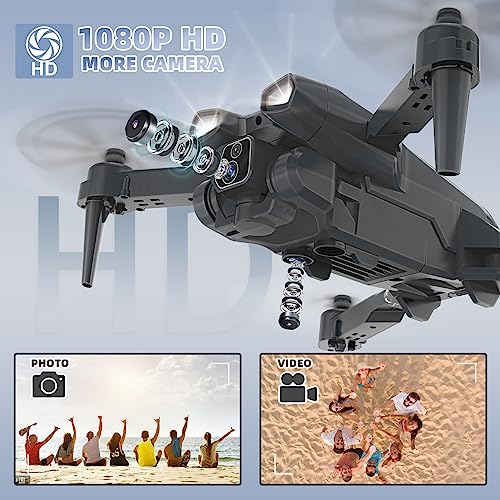 Drone with Camera HD 2 Cameras Mini Drones for Adults 135° Electrically Adjustable RC FPV WIFI Foldable Quadcopter Toy Aircraft Gifts 360° Flips Gravity Control Altitude Hold for Beginners 2 Batteries