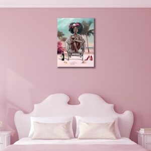 Churies African American Black Girl Wall Art,12x16 Inch Beautiful Woman Wall Poster Bathroom Living Room Girls' Room Wall Decor Set of 1