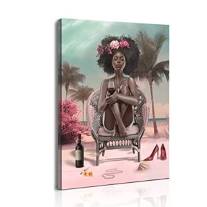 churies african american black girl wall art,12x16 inch beautiful woman wall poster bathroom living room girls' room wall decor set of 1