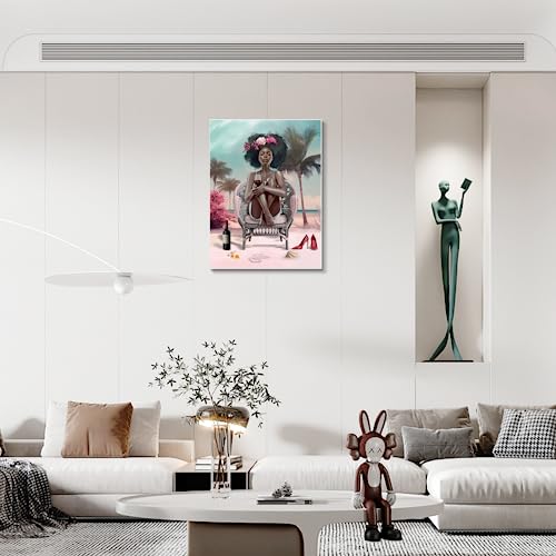 Churies African American Black Girl Wall Art,12x16 Inch Beautiful Woman Wall Poster Bathroom Living Room Girls' Room Wall Decor Set of 1