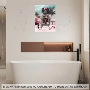 Churies African American Black Girl Wall Art,12x16 Inch Beautiful Woman Wall Poster Bathroom Living Room Girls' Room Wall Decor Set of 1