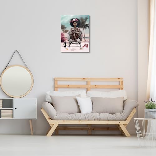 Churies African American Black Girl Wall Art,12x16 Inch Beautiful Woman Wall Poster Bathroom Living Room Girls' Room Wall Decor Set of 1