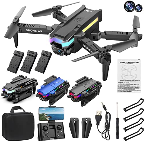 Mini Drone with Dual 4K HD Camera for Adults Kids Beginner, Mini Pocket Drone 2.4G WiFi FPV Live Video Foldable Drone RC Quadcopter with Hold Headless Mode, One Key Start Speed