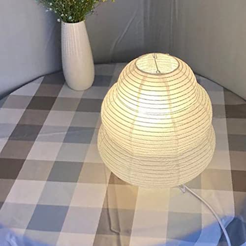 White Rice Paper Lamp - Paper Lantern Lamp Handmade Paper Table Lamp Bedside Table Lamp Modern Paper Desk Lamp Simple Design Home Decor for Nightstand, Living Room, Dorm, Office Soft Light