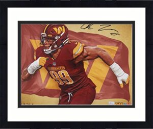 framed chase young washington commanders autographed 16" x 20" photo print - designed and signed by artist brian konnick - limited edition 10 - autographed nfl photos