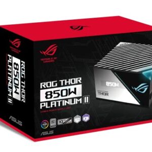 ASUS ROG Thor 850W Platinum II (Fully Modular Power Supply, 80+ Platinum, Lambda A++ Certified, ROG heatsinks, 135mm PWM Fan, 0dB Mode, OLED Panel, Sleeved Cables, Aura Sync, 10 Year Warranty)