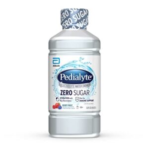 pedialyte electrolyte water with zero sugar, hydration with 3 key electrolytes & zinc for immune support, berry frost, 1 liter