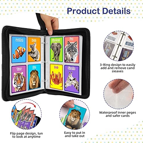 Card Binder 4-Pocket with 55 Removable Sheets Holds 440 Cards, Portable Waterproof Trading Card Holder for Game Cards, Yugioh, MTG, Trading Card Holder Gifts for Boys Girls