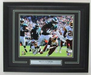 miles sanders philadelphia eagles signed 11x14 photo framed jsa 146586 - autographed nfl photos