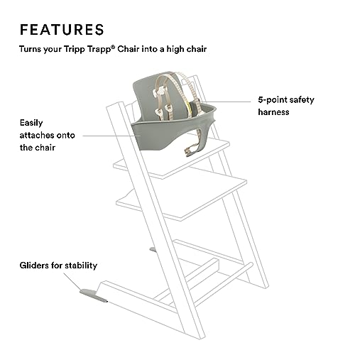 Tripp Trapp Baby Set from Stokke, Glacier Green - Convert The Tripp Trapp Chair into High Chair - Removable Seat + Harness for 6-36 Months - Compatible with Tripp Trapp Models After May 2006