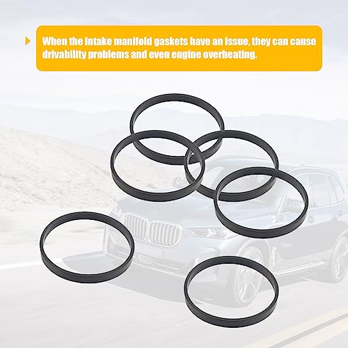 jeseny Pack-6 Intake Manifold Gasket, Waterproof Rubber Seal Ring Replacement #11617547242 for BMW N46 N54 E60 E70 E90 E92-128i 135i 325xi 328i 328xi 330i (Black)