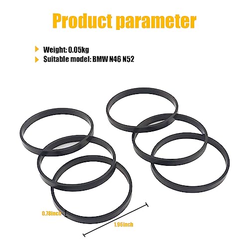 jeseny Pack-6 Intake Manifold Gasket, Waterproof Rubber Seal Ring Replacement #11617547242 for BMW N46 N54 E60 E70 E90 E92-128i 135i 325xi 328i 328xi 330i (Black)