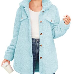 Haloumoning Girls Fuzzy Fleece Jacket Casual Button Down Sherpa Overcoat Faux Fur Jackets Outwear 4-15 Years