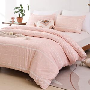 smoofy aztec blush pink comforter queen size, folkloric art pattern pink bedding sets queen boho aztec bohemian queen comforter set with soft microfiber fill bedding, 1 comforter 2 pillowcases