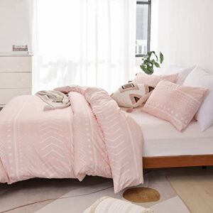 Smoofy Aztec Blush Pink Comforter Queen Size, Folkloric Art Pattern Pink Bedding Sets Queen Boho Aztec Bohemian Queen Comforter Set with Soft Microfiber Fill Bedding, 1 Comforter 2 Pillowcases