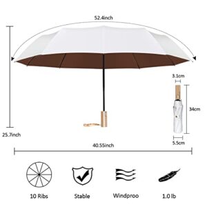 XGVO-IU Umbrella Compact Travel Umbrella for Rain & Sun Windproof Quick-dry Strong Automatic Folding umbrella(White Gift Box Set)