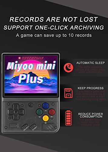 CICYSTORE Miyoo Mini Plus Handheld Game Console,Retro Game Console for Adults and Children,3.5" IPS Screen,64GB TF Card 10,000+ Games,Support WiF(Purple-64G)