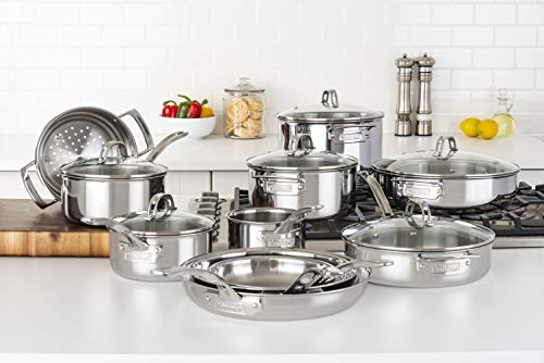 Viking Culinary 3-Ply Stainless Steel Cookware Set, 17 piece | Includes Pots & Pans, Steamer Insert & Glass Lids | Dishwasher, Oven Safe & 304 Stainless Steel Kitchen Utensil Set