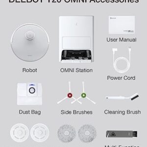 ECOVACS DEEBOT T20 Omni Robot Vacuum and Mop, Hot Water Mop Washing, Self-Emptying, Hot Air Drying, 6000Pa Suction, OZMO Turbo Spinning Mop with Auto Mop Lift, Obstacle Avoidance, YIKO Voice Assistant