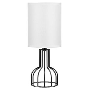 Bedside Table Lamp for Bedroom - Small Lamp with 3 Color Modes-3000K-4000K-5000K Nightstand Lamp with Simple Black Metal Base and White Fabric Shade for Kids, Living Room，Bedroom (LED Bulb Included)