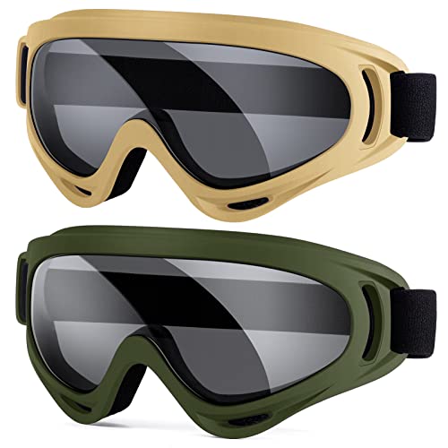 MAMBAOUT Airsoft Tactical Goggles, 2-Pack Outdoor Sports Military Tactical Shooting Goggles, Anti-Fog