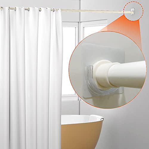 Venupple Shower Rod Holder, 2 Packs Tension Curtain Rod Bracket No Drilling, Adhesive Shower Rod Retainer Shower Curtain Rod Holder | Shower Curtain Rod not Included