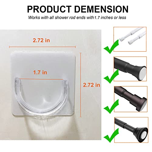 Venupple Shower Rod Holder, 2 Packs Tension Curtain Rod Bracket No Drilling, Adhesive Shower Rod Retainer Shower Curtain Rod Holder | Shower Curtain Rod not Included