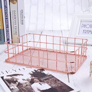 Alipis 2Pcs Guest Towel Napkin Holder, Metal Wire Organizer Tray Paper Napkins Storage Basket Small Container Tray for Bathroom, Kitchen, Dining Table (Rose Gold)