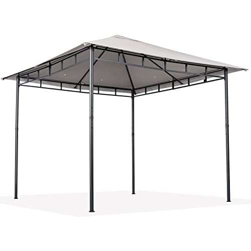 Warmally 10x10 Grill Gazebo Canopy Tent, Outdoor Single Soft-Top Canopy, BBQ Tent for Deck, Lawn, Gardens, Backyard and Party(Light Grey)