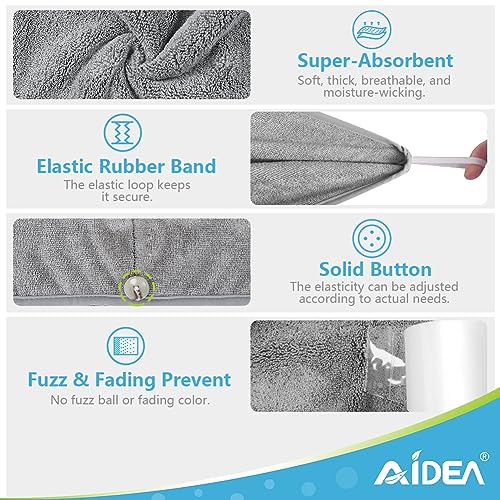 AIDEA Microfiber Hair Towel Wrap, 5 Pack Hair Turbans, Super Absorbent Quick Dry Hair Towel Wrap for All Hair Types Anti Frizz, 26"×10"