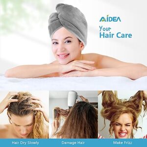 AIDEA Microfiber Hair Towel Wrap, 5 Pack Hair Turbans, Super Absorbent Quick Dry Hair Towel Wrap for All Hair Types Anti Frizz, 26"×10"