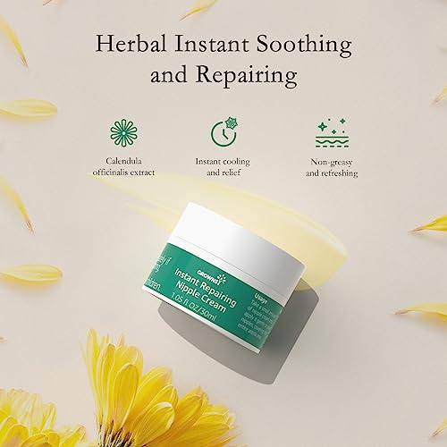 GROWNSY Daily Soothing & Instant Repairing Nipple Cream Set for Breastfeeding, 100% Plant-Based Lanolin Free Nipple Butter, 1.7 oz Daily Cream & 1.05 oz Instant Nipple Balm for Nursing Newborn