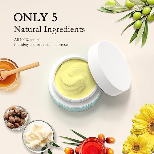 GROWNSY Daily Soothing & Instant Repairing Nipple Cream Set for Breastfeeding, 100% Plant-Based Lanolin Free Nipple Butter, 1.7 oz Daily Cream & 1.05 oz Instant Nipple Balm for Nursing Newborn