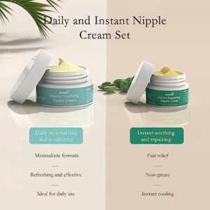 GROWNSY Daily Soothing & Instant Repairing Nipple Cream Set for Breastfeeding, 100% Plant-Based Lanolin Free Nipple Butter, 1.7 oz Daily Cream & 1.05 oz Instant Nipple Balm for Nursing Newborn