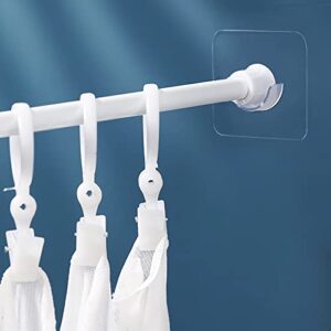 Venupple Spring Tension Rod Holder, 4 Packs 1.18 Inches Small Transparent Shower Rod Bracket No Drilling, Small Adhesive Tension Curtain Rod Retainer Shower Curtain Rod Holder