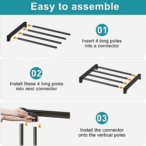 Raybee 9 Tier Shoe Rack for Entryway 35 Pairs, Stackable Metal Shoe Rack for Closet, Sturdy Shoe Organizer for Entryway Closet, Shoe Shelf Closet Shelf Organizer with 4 Hooks, 55.6"x34.6"x12.2"